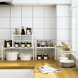 SUNFICON Compact Countertop Rack, Stackable White Kitchen Cabinet Shelf ...