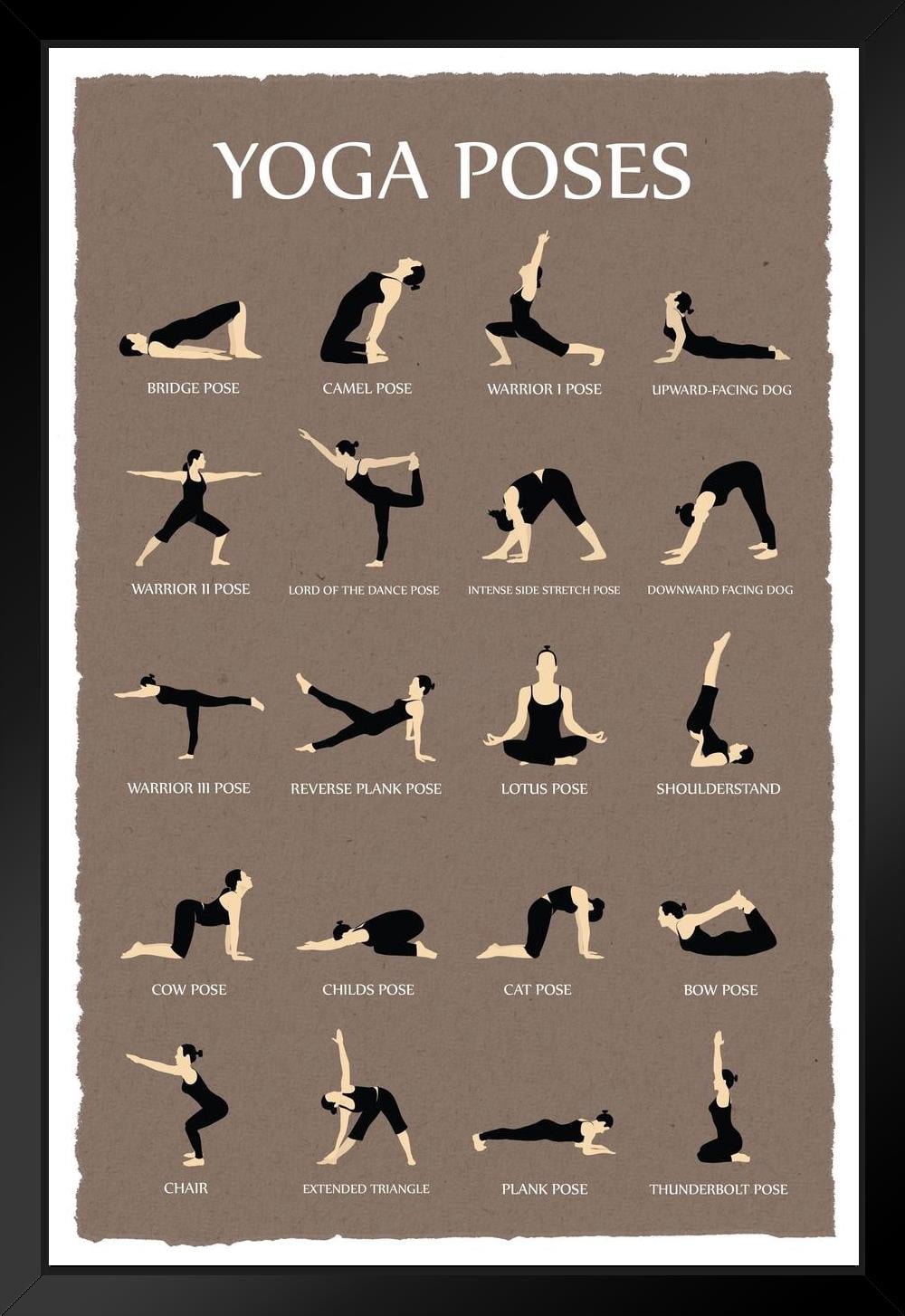 Yoga Poses Reference Chart Studio Gray Art Print Stand or Hang Wood ...
