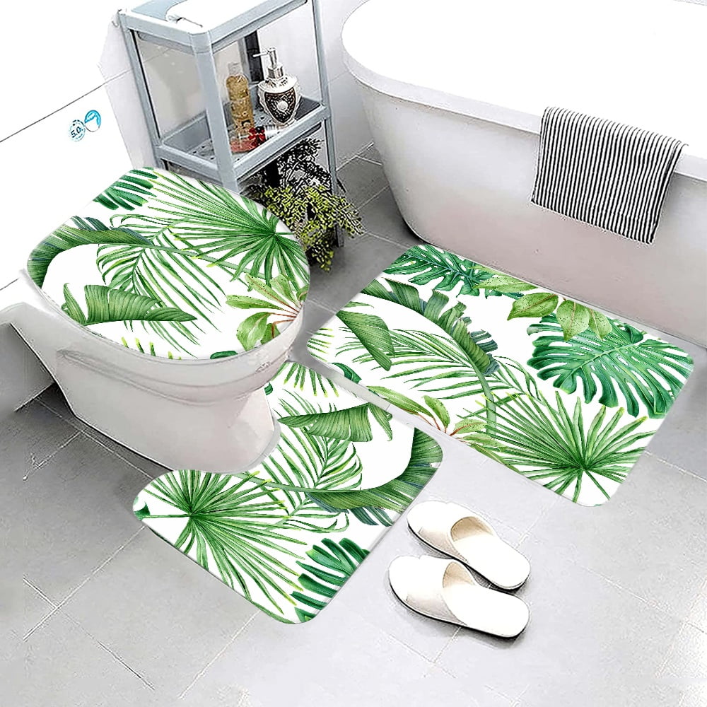 Floral Bath Mats for Bathroom Home Bath Non-Slip Mat SetPedestal Floor ...