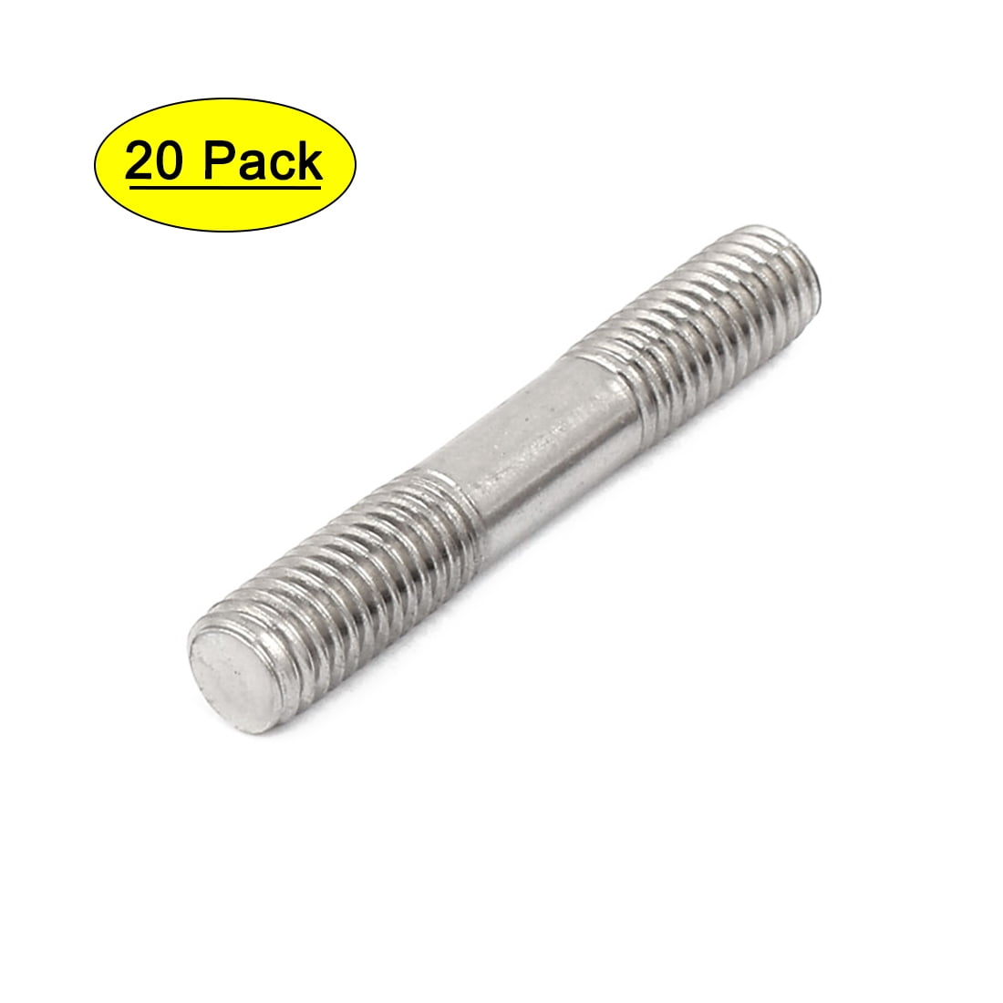M8x50mm Tight Adjustable Push Rod Double End Thread Stud Silver Tone ...