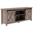 "Yaoping 58"" Oak Color Farmhouse Sliding Barn Door TV Stand for TVs Up ...