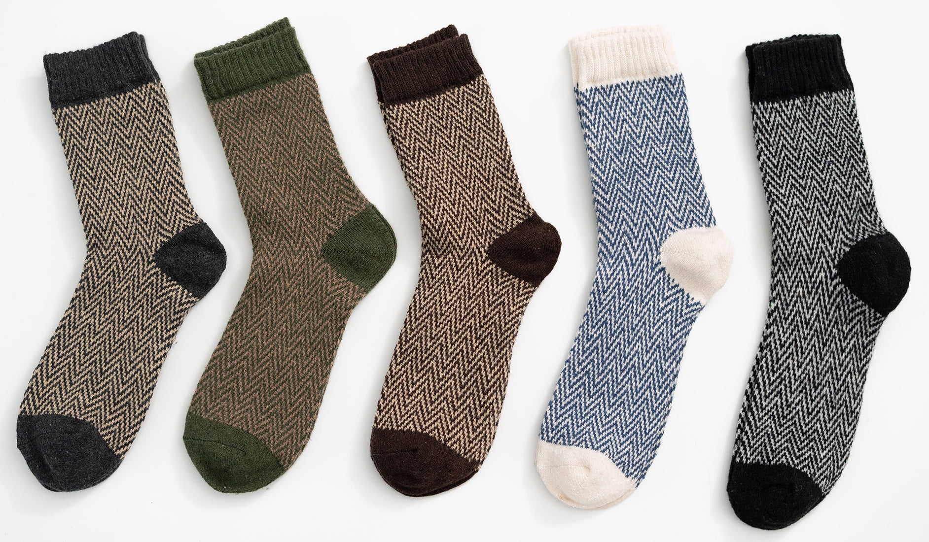 5 Pairs Womens Multicolor Fashion Warm Wool Cotton Thick Winter Crew