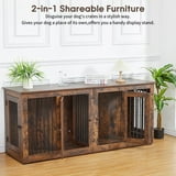 71-Inch Double Row Wooden Large Dog Crate, Ideal for Housing 2 Dogs ...