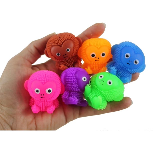 24 Mini Puffer Monkeys - Small Novelty Toy - Party Favors - Cute Tiny ...