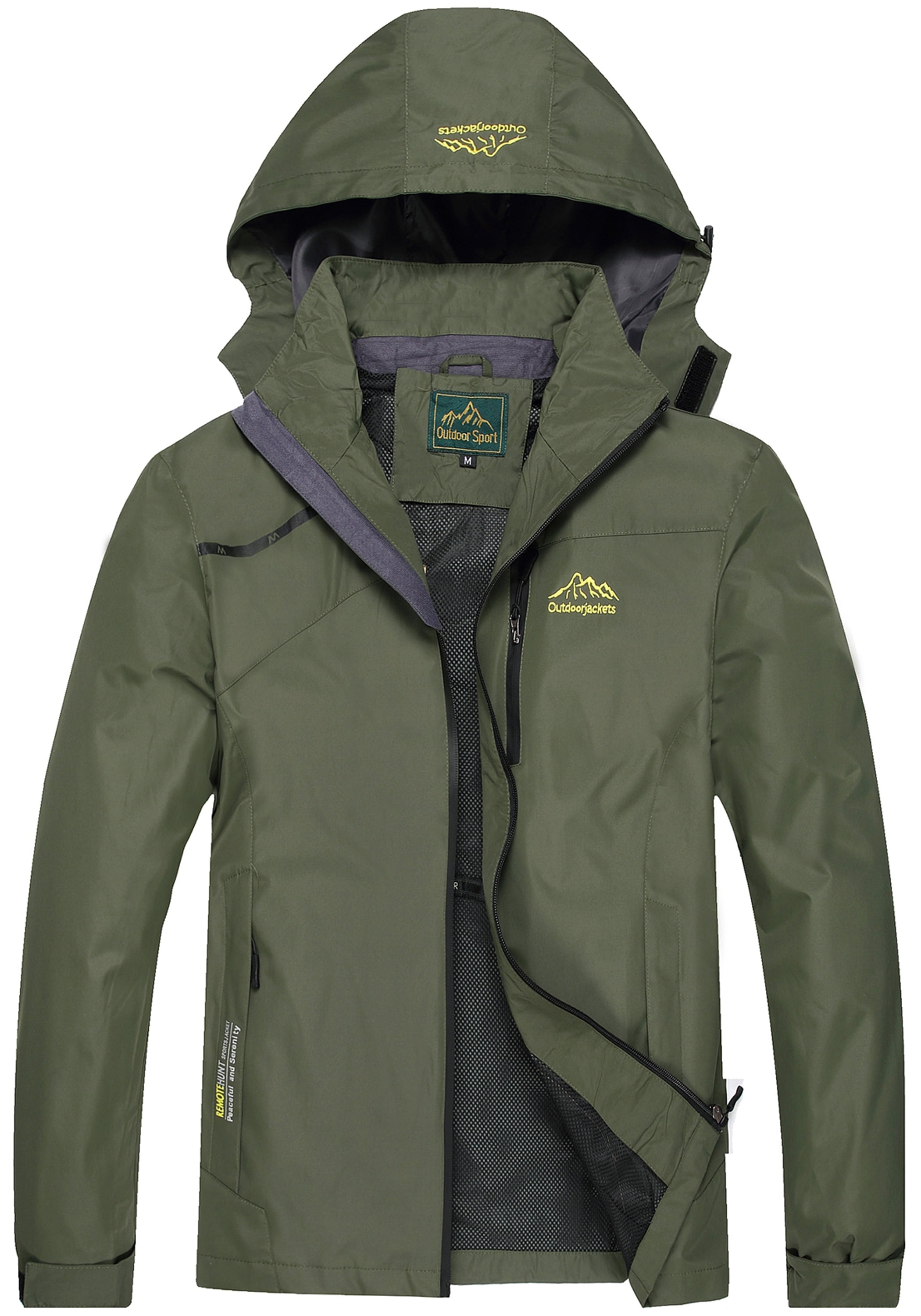 Keevoom Mens Hooded Waterproof Rain Jacket Lightweight Outdoor ...