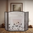 Panacea 32 x 50 Inch 3 Panel Steel Fireplace Screen, Natural Brown/Oak ...