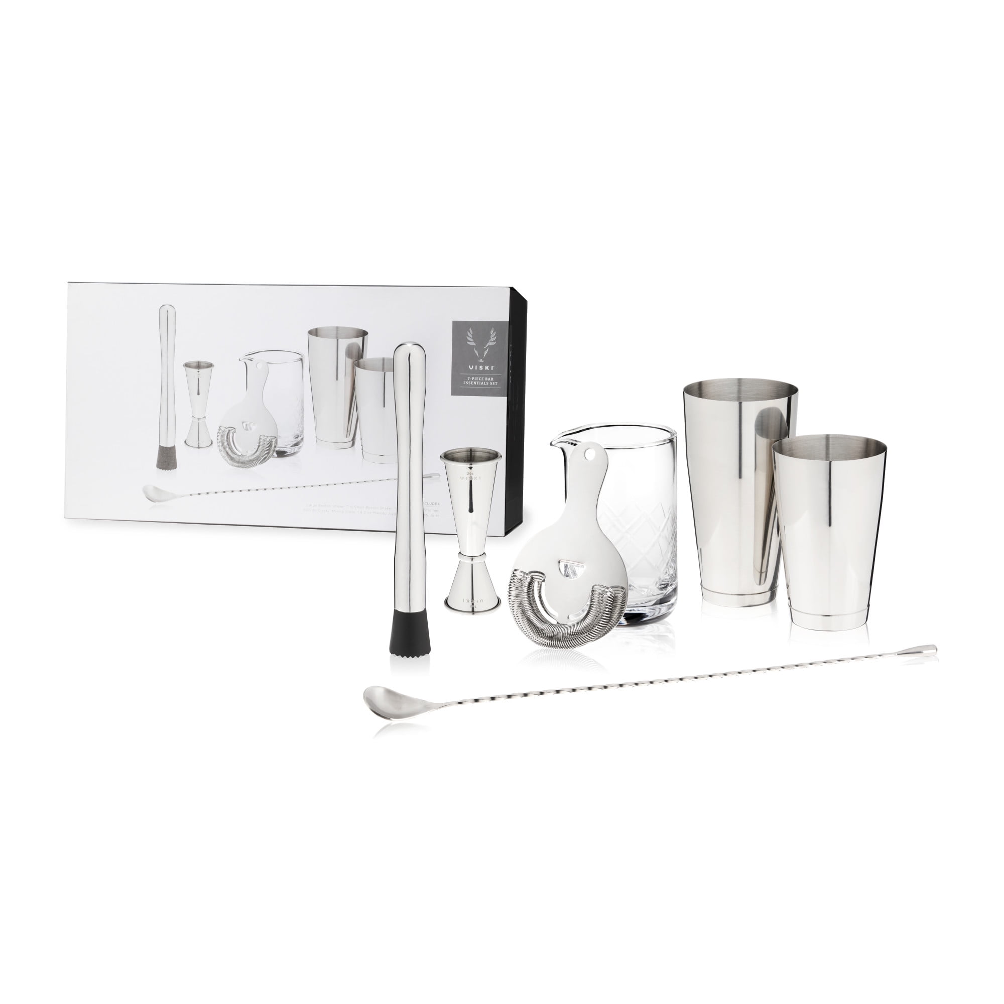 Viski Metallic Cocktail Shaker Set 7pcs Kit, Drink Mixers for Cocktails ...