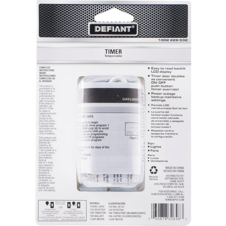 Defiant Indoor Digital Timer Manual