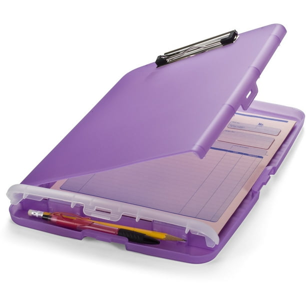 Officemate Slim Clipboard Storage Box, Plastic, Translucent Purple ...