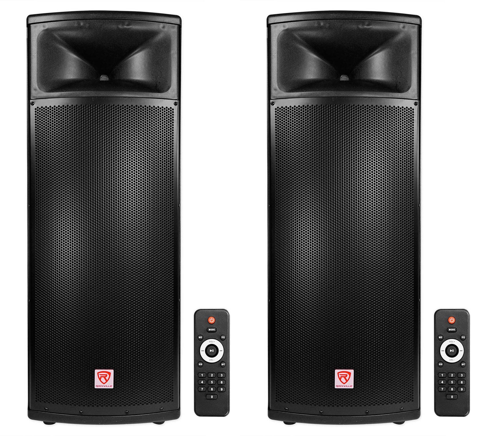 (2) Rockville BPA225 Dual 15" Powered 1500w Pro DJ PA Speakers w ...