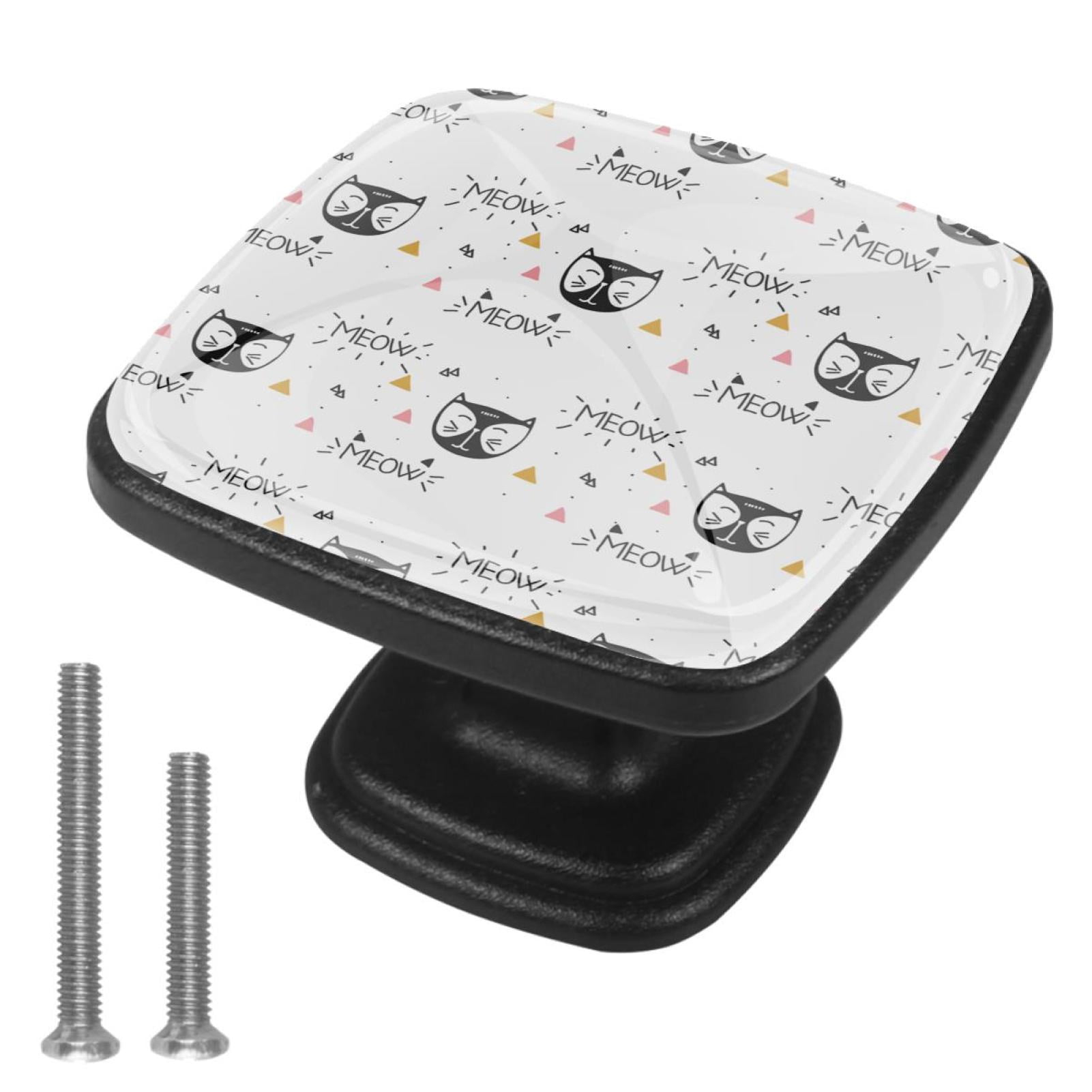 4 Pcs Cabinet Handle Drawer Pulls Black Cats Pattern Knobs with Screws ...