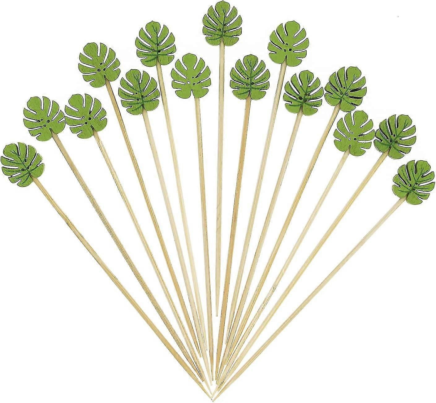 Monstera Leaf Cocktail Pick 4.7" Long Bamboo Fancy Toothpicks For ...