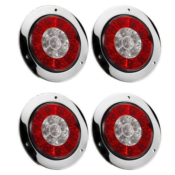 4Pcs 4 Inch Round Led Trailer Tail Lights Kit Red 12 LED Waterproof 4 ...