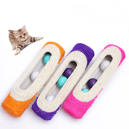 Cat Toy Rolling Sisal Scraper Roller Belt 3 Ball Exercise Training Tool ...