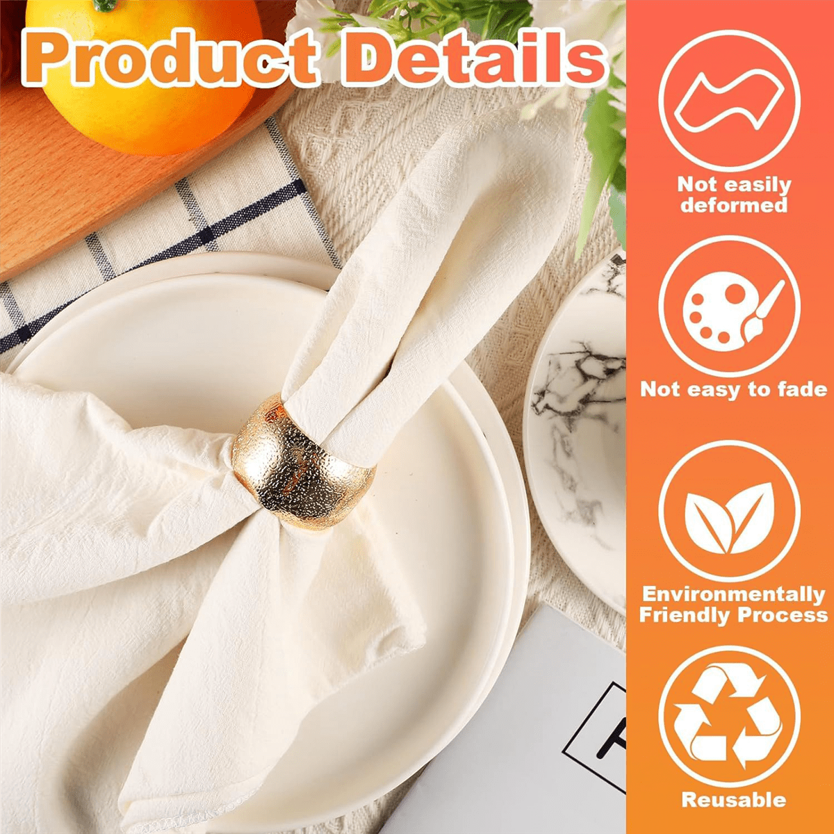 Click here for Unbranded 24 Pcs Day Gold Napkin Rings Napkin Hold... prices