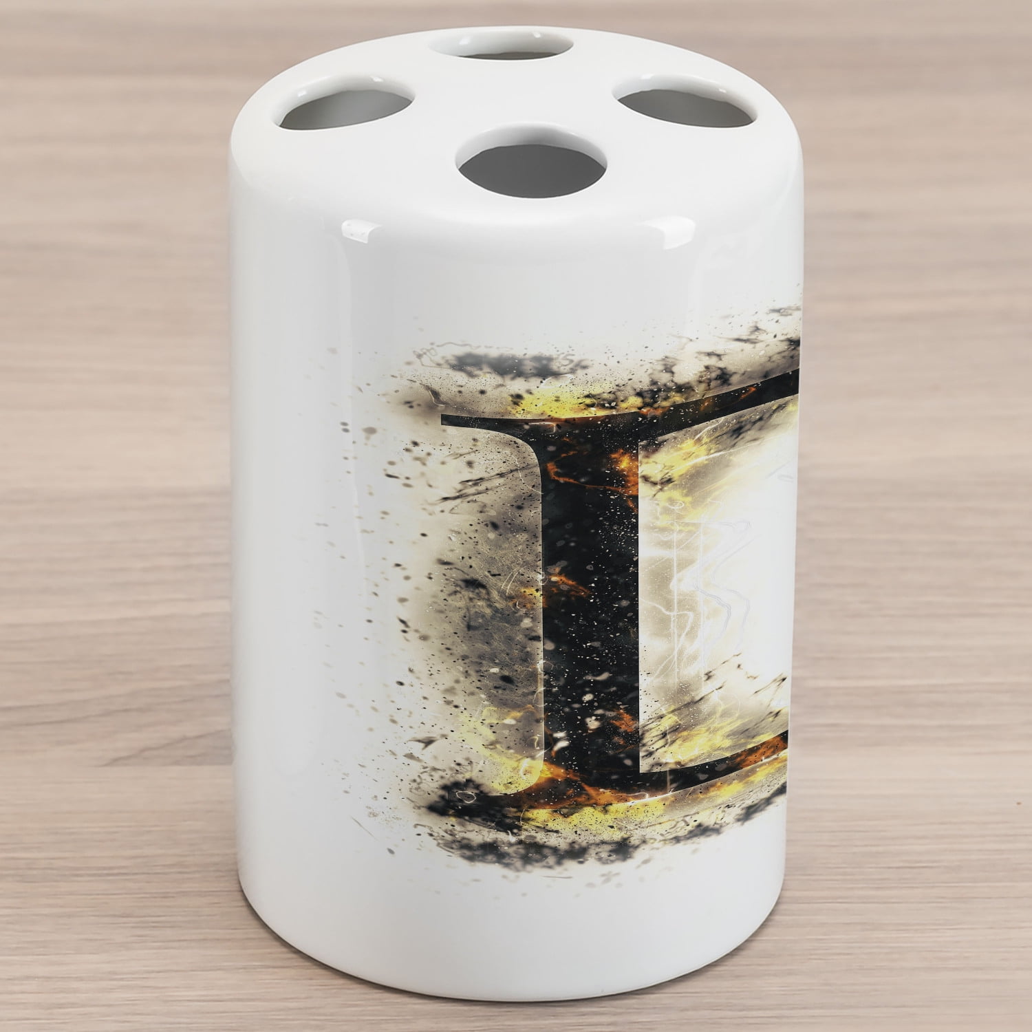 Letter D Ceramic Toothbrush Holder, Evil Blazing Uppercase D in Big ...
