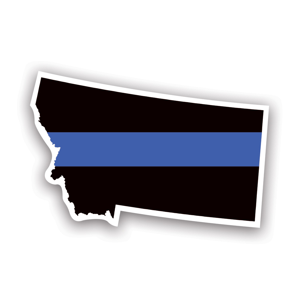 Montana State Shaped The Thin Blue Line Sticker Decal - Self Adhesive ...