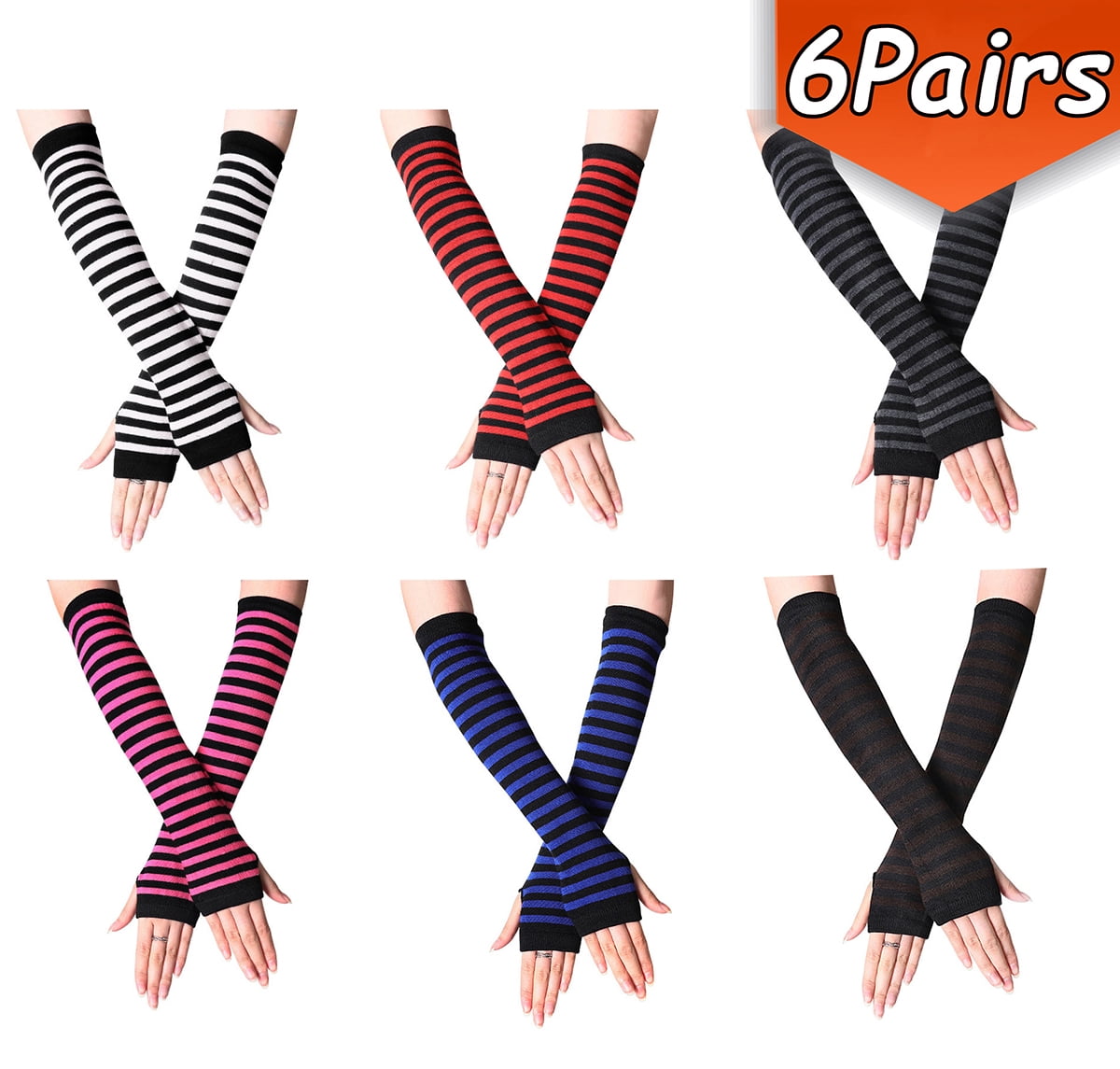 Arm Warmers Fingerless Gloves For Women Thumb Hole Stretchy Gloves Long ...