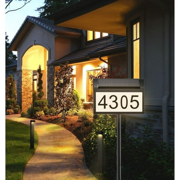 Brighticonic LED Outdoor Address Light - Solar House Number Light 3000K ...