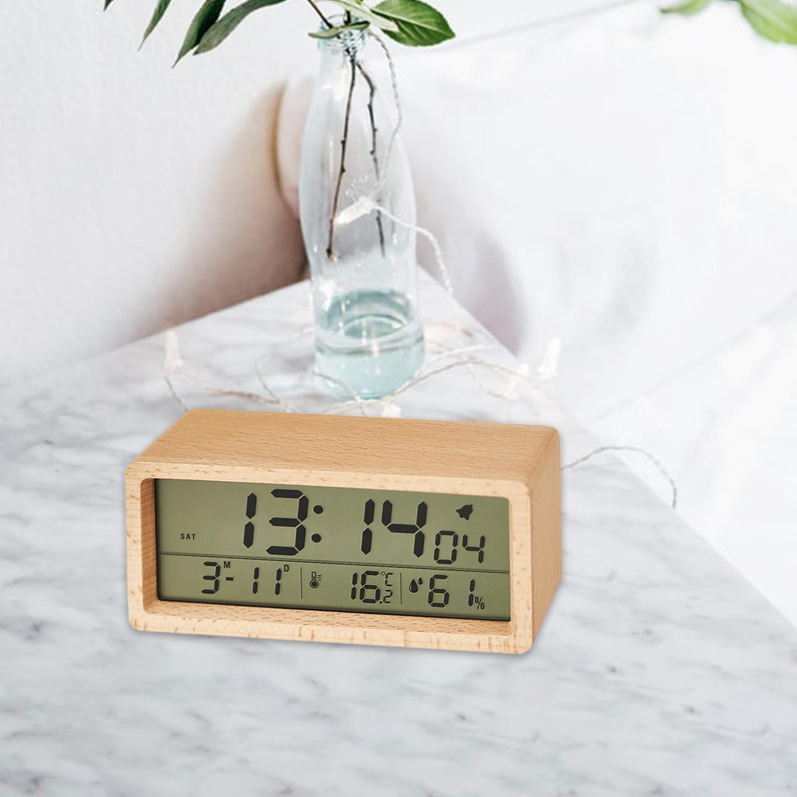 Large Wooden LCD Digital ,12/ Portable Snooze Time Bedside Table Clocks ...