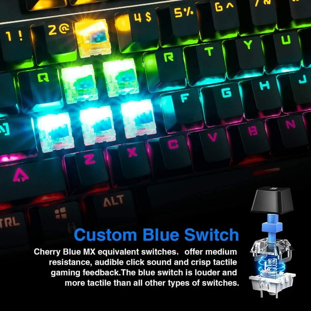 Mechanical Gaming Keyboard and Mouse Combo Blue Switch Wired Teclado ...