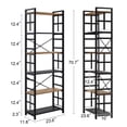 6 Tier Industrial Bookshelf, 70.7H Metal Frame With Wood Shelves, Black ...