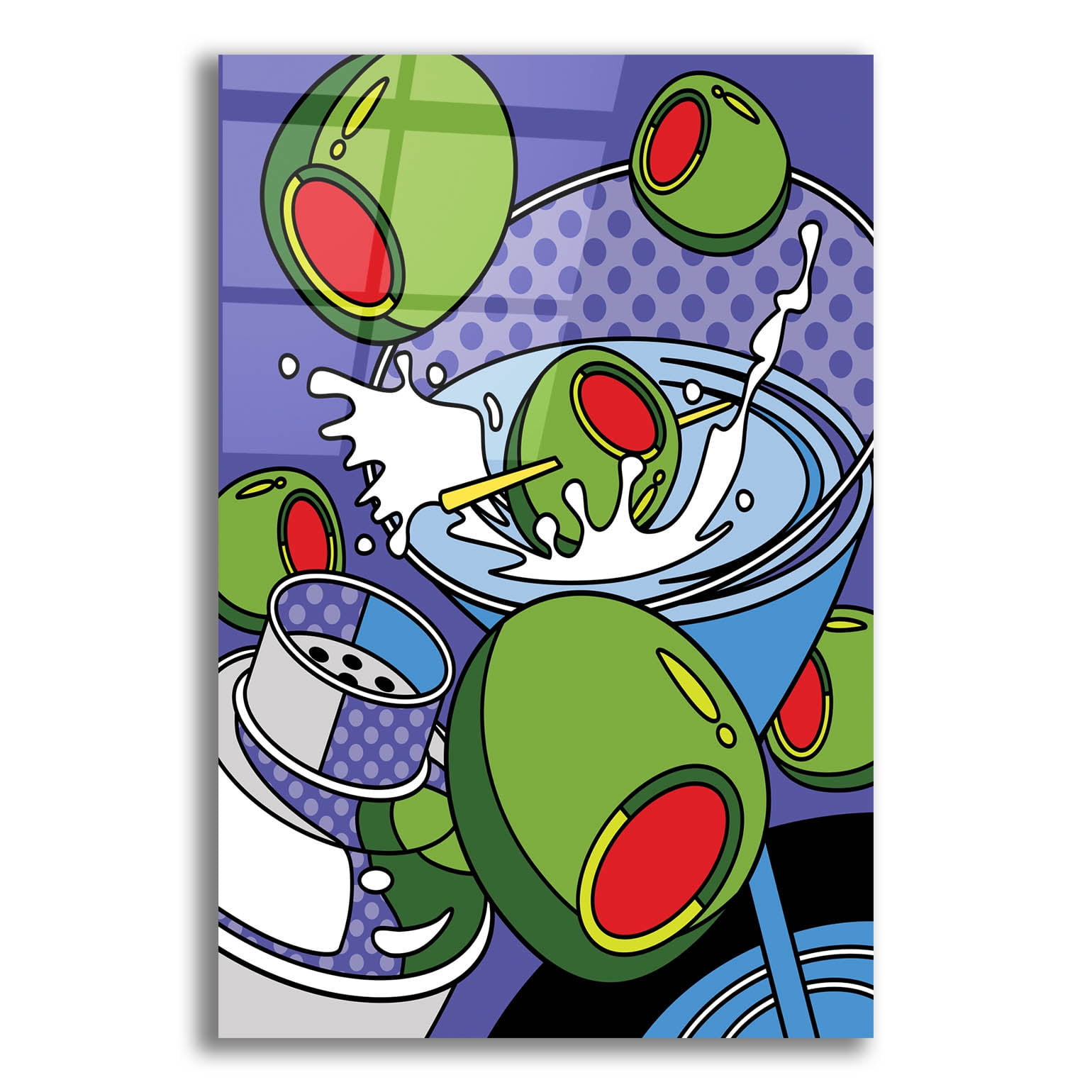 Epic Art 'Martini Flying Olives' by Ron Magnes, Acrylic Glass Wall Art ...