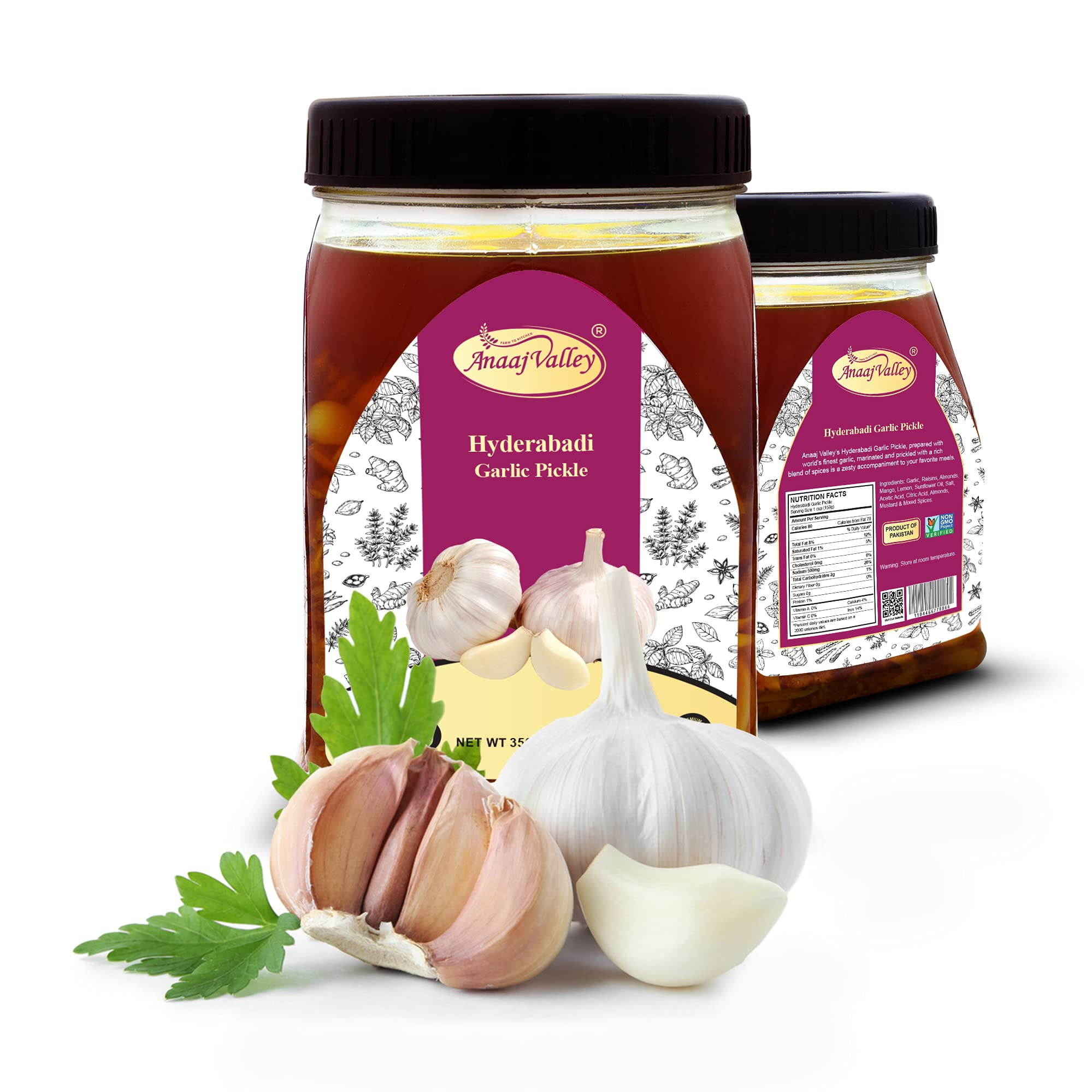 ANAAJ VALLEY Garlic Pickle – 650g Hot Garlic Pickle – Spicy Garlic ...