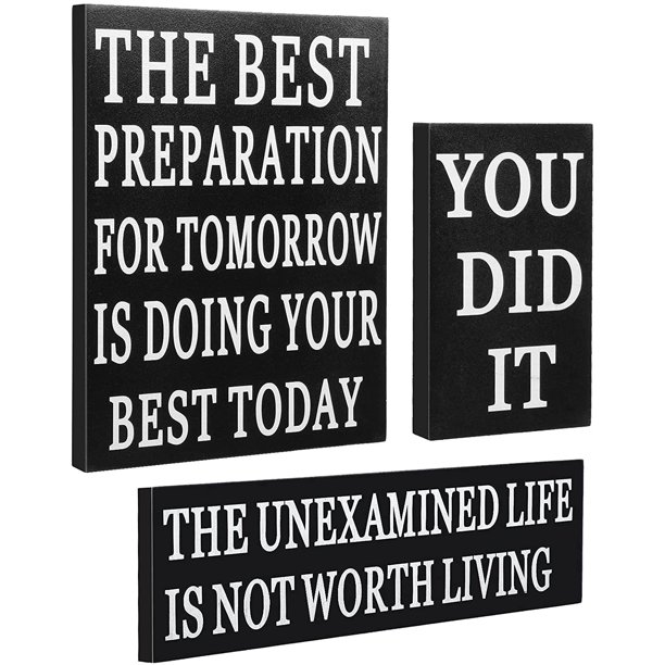 3 Pieces Pinstriped Trimmed Box Sign Wooden Box Sign with Sayings ...