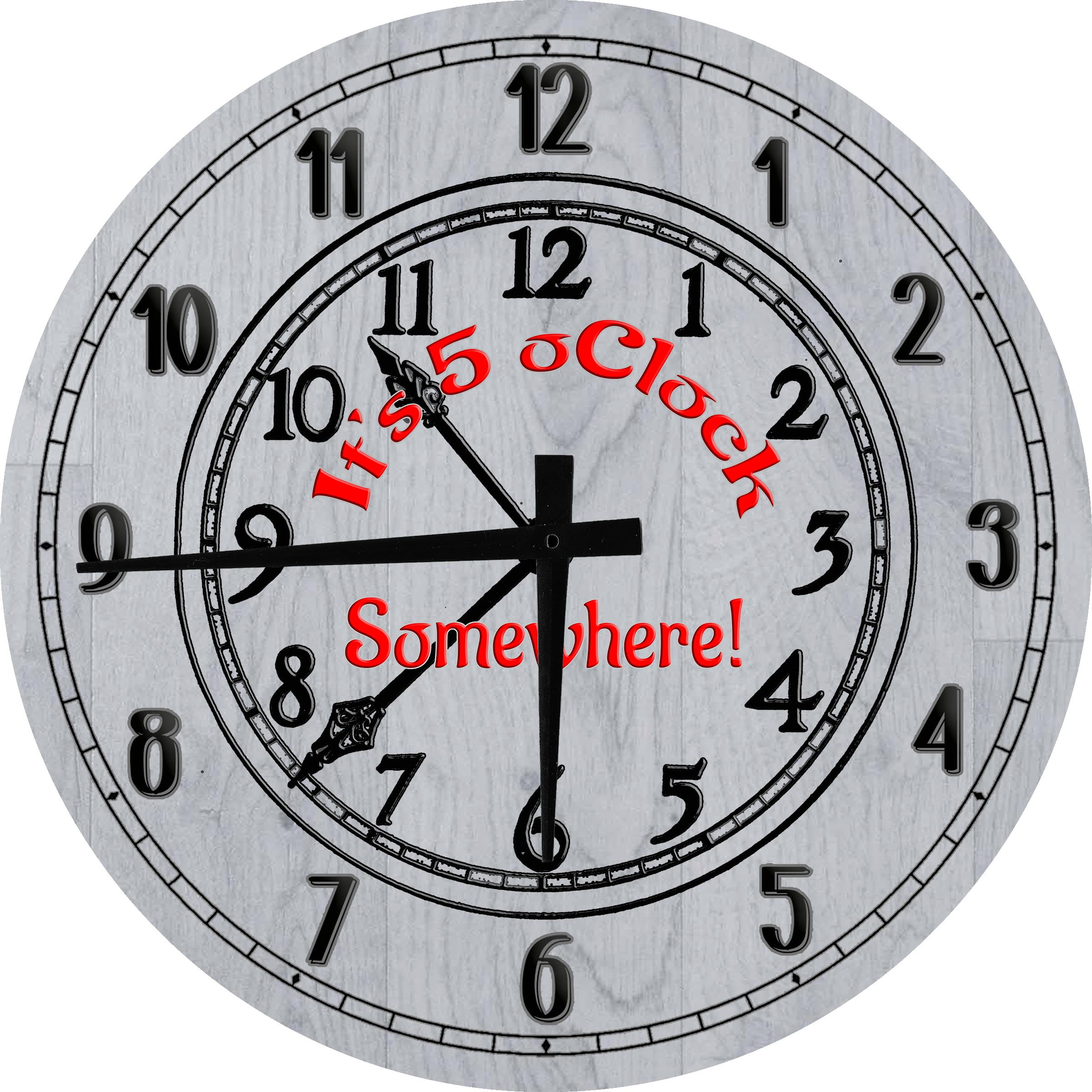 Large Wood Wall Clock 24 Inch Round Bar Wall Art 5 O'clock Somewhere ...