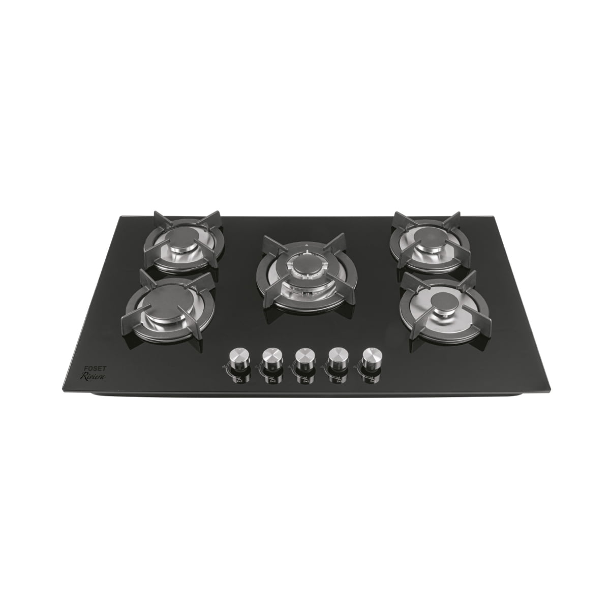 Parrilla gas empotrable 90cm 5 quem Foset vidrio negro Riviera ...