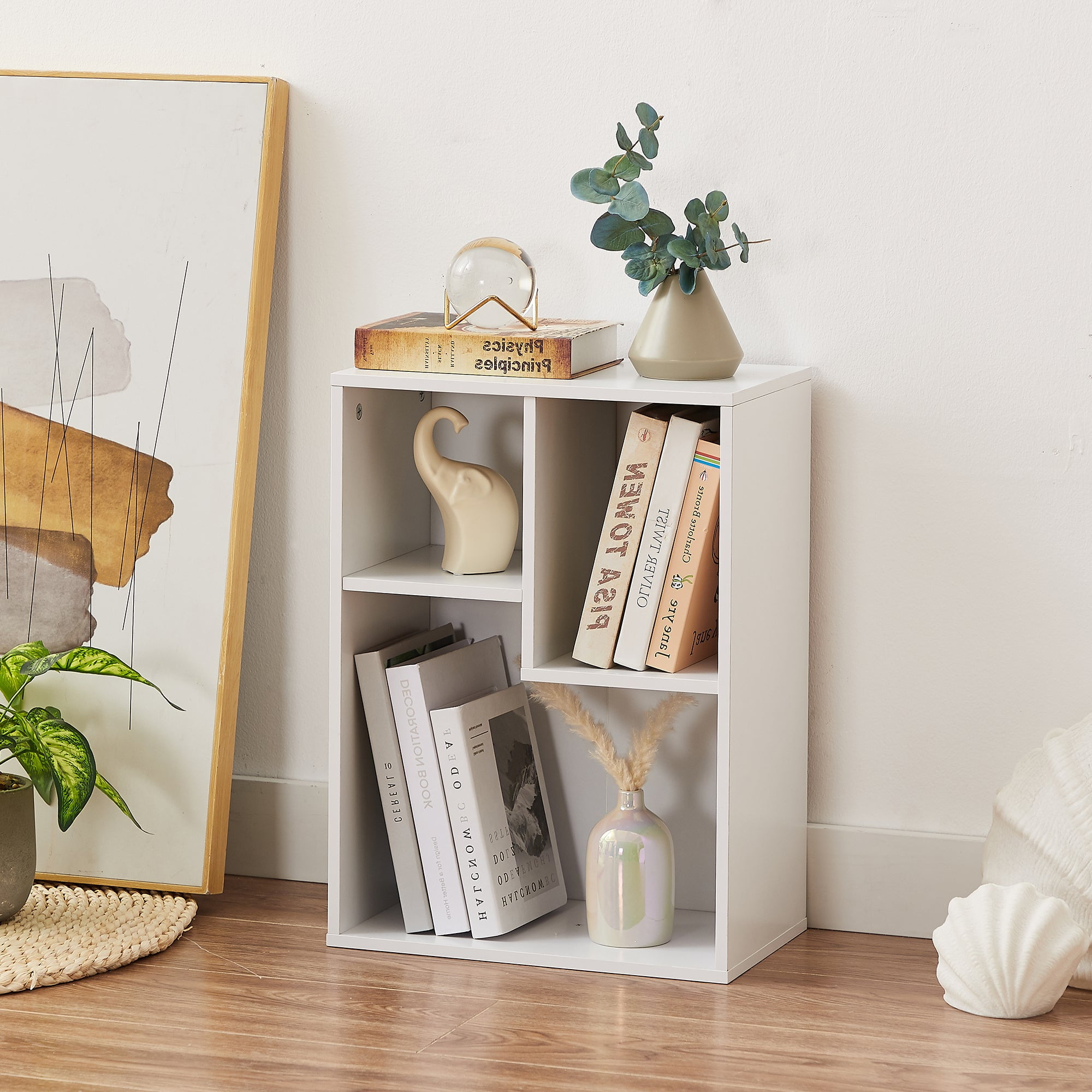 VECELO 2-Tier Bookcase with Storage Shelves, 21.3" Modern Bookshelf for ...