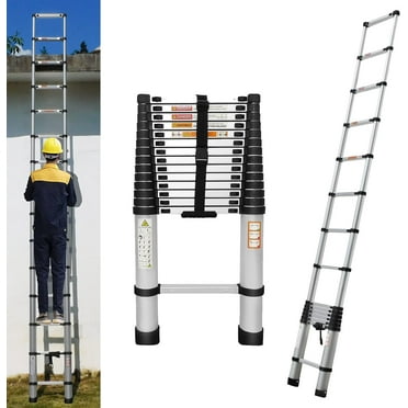 Telescoping Ladder, 10 FT Stainless Steel Extension Ladder for Home ...