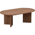 39.37 Inch Modern Coffee Table, MDF Oval Coffee Table for Living Room ...