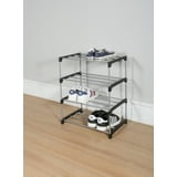 Mainstays 4 Tier Shoe Rack, Black and Silver, Holds 8 Pairs, Metal ...