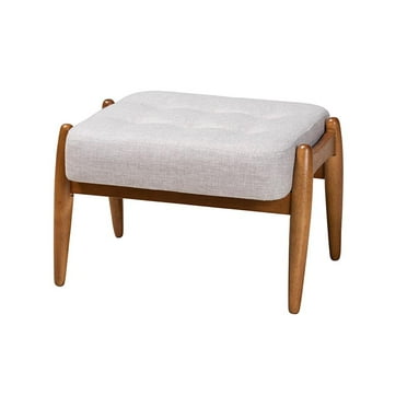 Baxton Studio Roxy Ottoman Footstool - Mid-Century Modern, Off-White ...