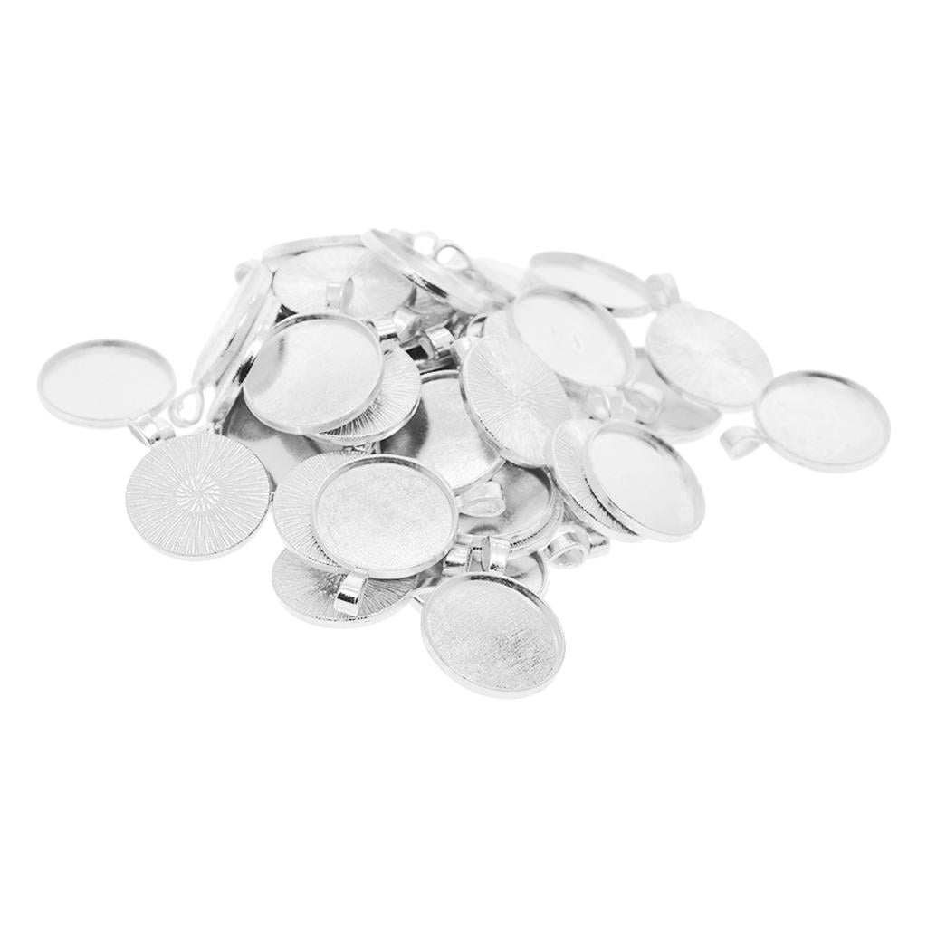 50Round Blank Cabochon Base Tray Bezels Blank Setting for Making White ...