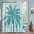 Blue Palm Tree Shower Curtain for Bathroom, Country Linen Texture ...