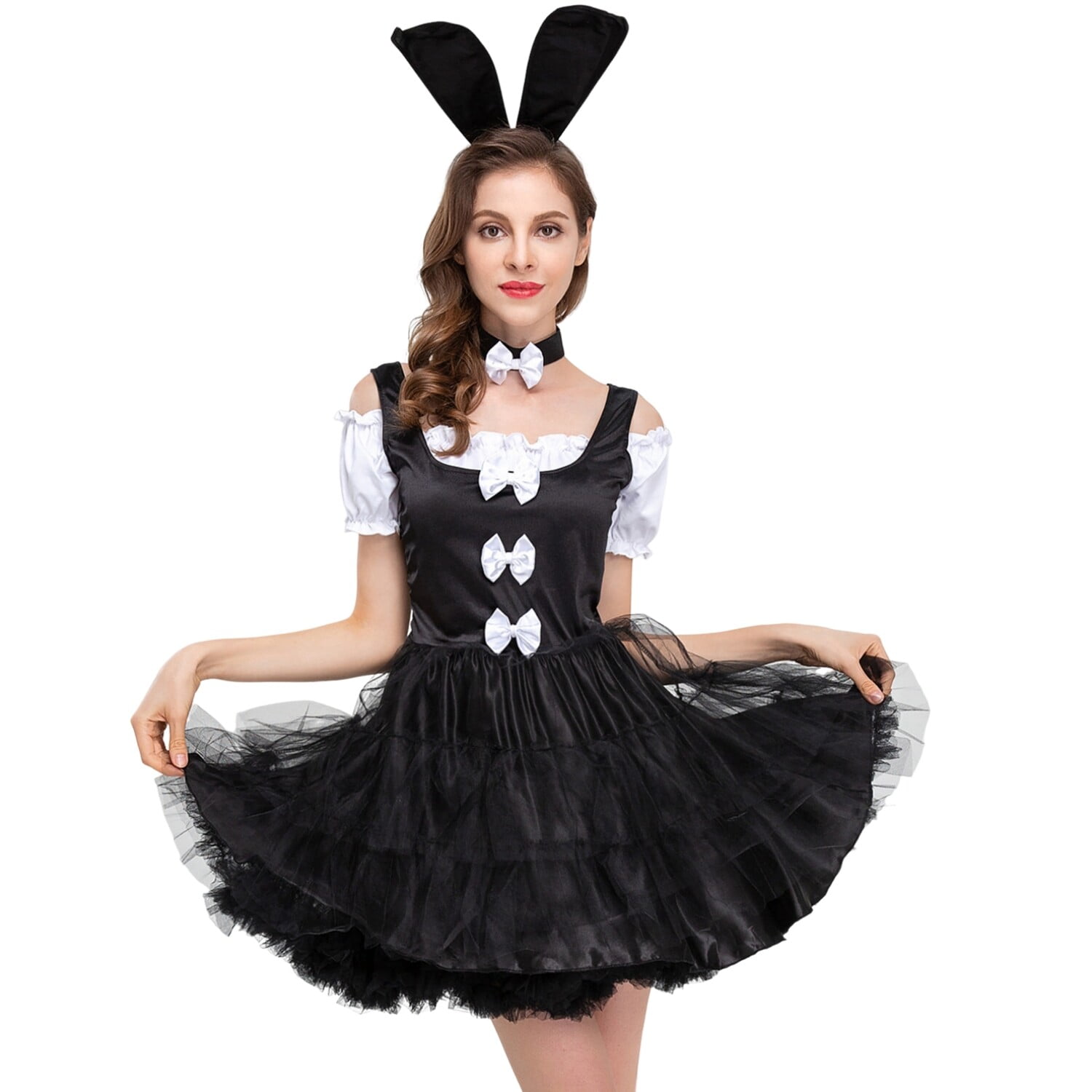 Hawee Women's Classic Fancy Bunny Girl Black White Dress Cosplay Outfit ...
