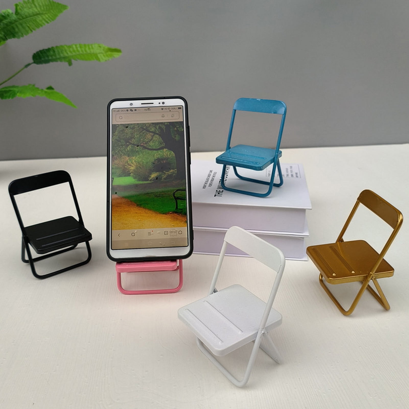 Mini Foldable Chair Crafts Desktop Phone Holder - Iron Strong Load ...