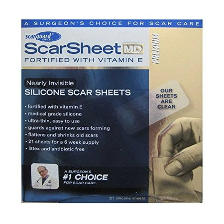 ScarGuard Scarsheet Nearly Invisible Silicone Scar Sheets, 21 Count ...