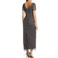 PISARRO NIGHTS Women's Long Slate Beaded Mesh Column Gown, Size 8 ...