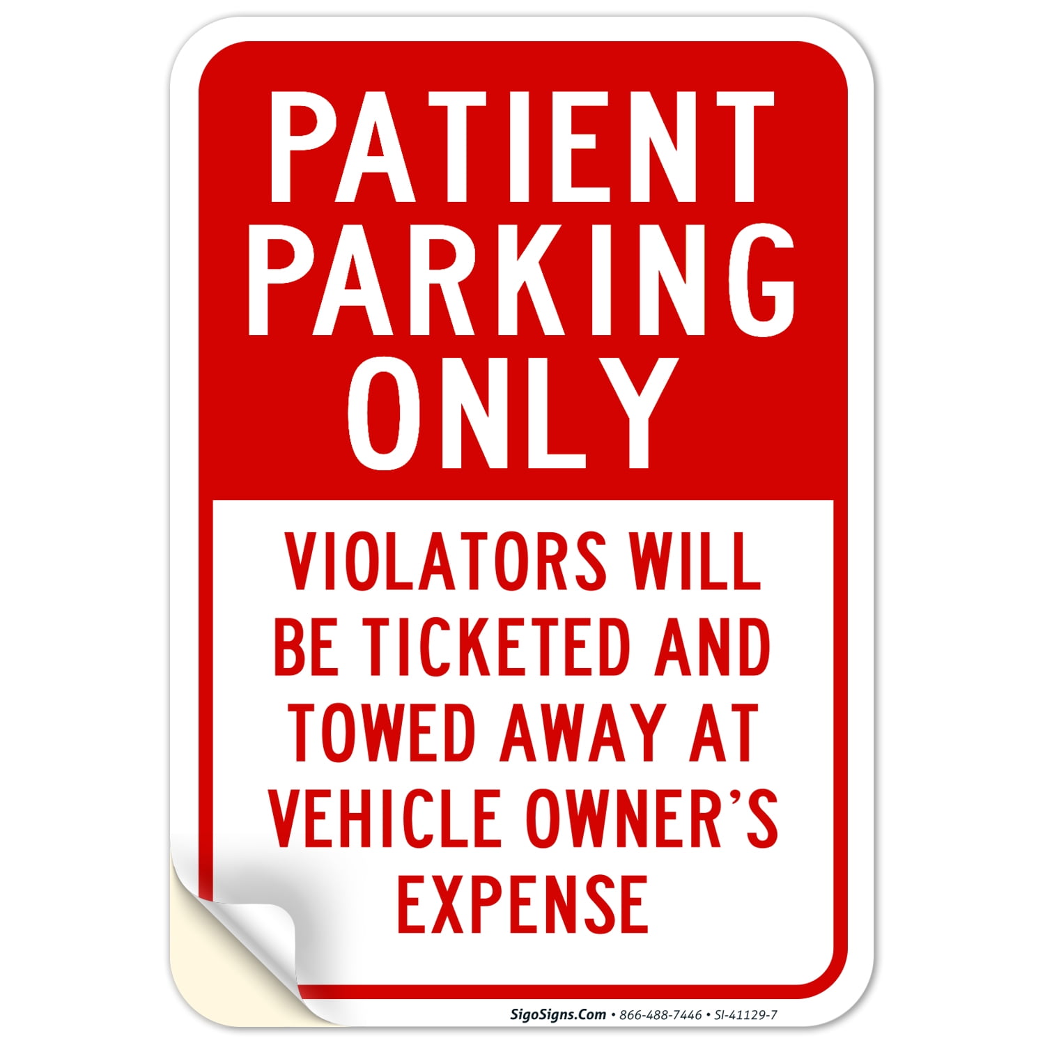 Patient Parking Only Red Sign, Board, 10x7 Vinyl Sticker - Walmart.com