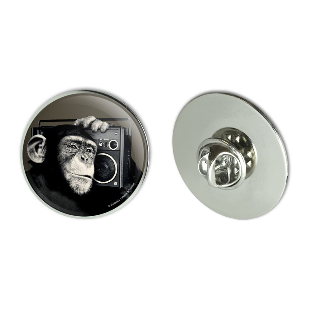 Chimp Monkey With Boombox Radio Metal 1.1" Tie Tack Hat Lapel Pin ...