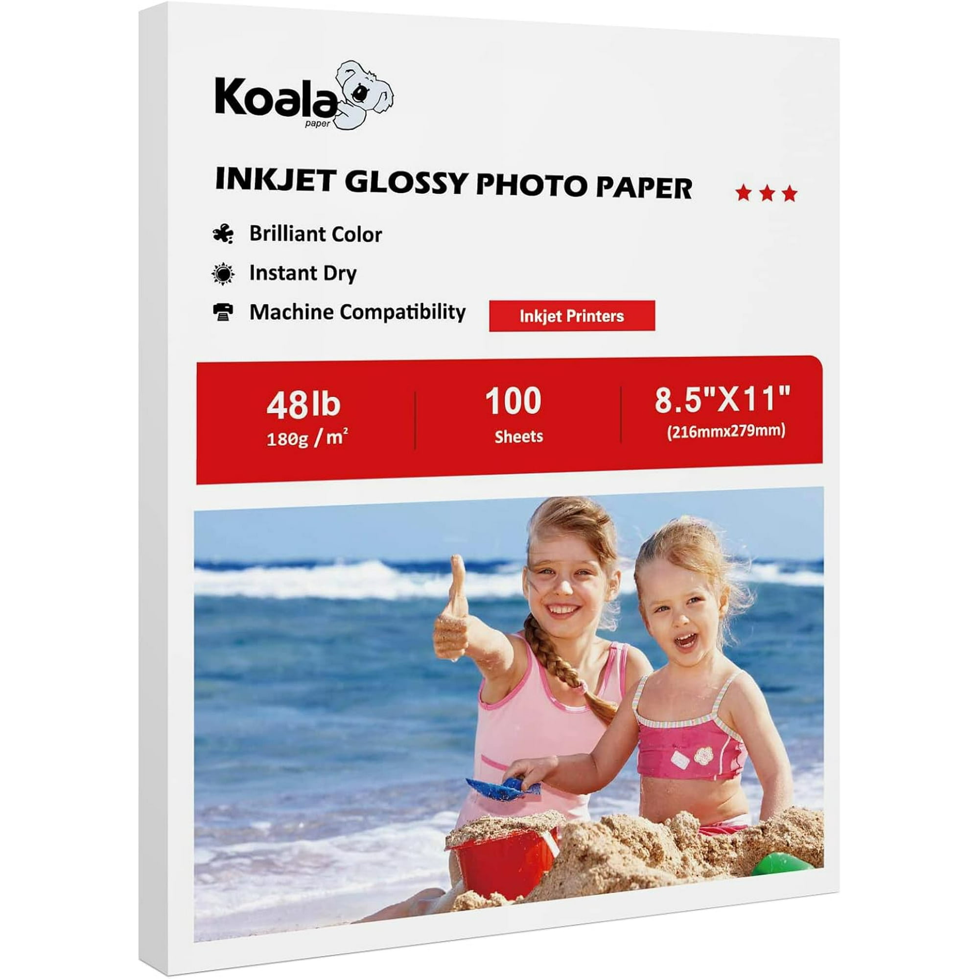 Rejoda-Koala Glossy Inkjet Photo Paper 8.5x11 Inches 48lb 100 Sheets Professional Glossy Photographic Paper Compatible With Inkjet Printer Use Dye Ink