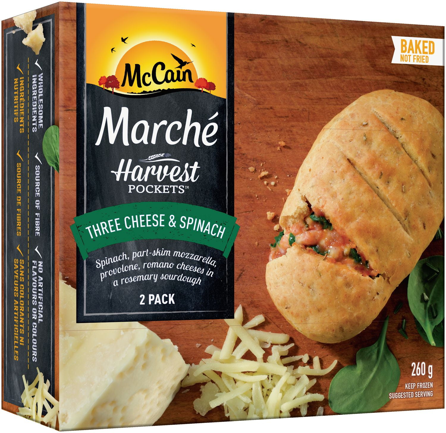 McCain Marché Harvest Pockets Three Cheese And Spinach Frozen Snack ...