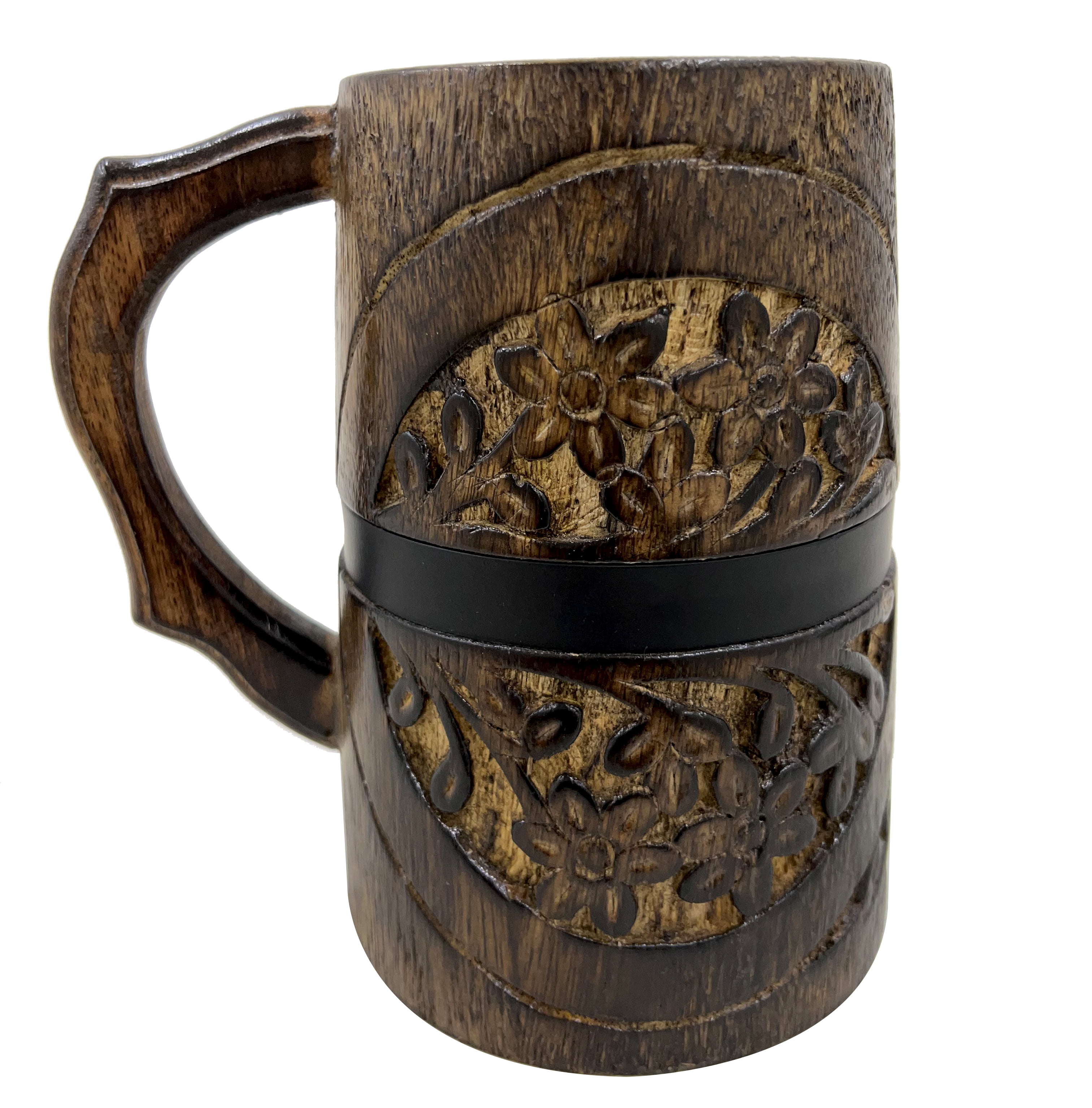 Collectibles Ancient Handmade Wooden Drinking Mug Tankard Stein Volume ...