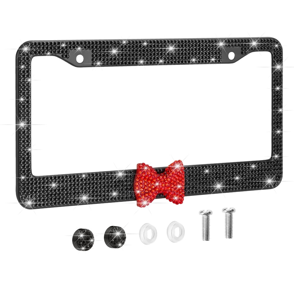 OTOSTAR 1 Pack Bling License Plate Frame with Ribbon Bow, Handcrafted ...
