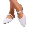 Byworldtasic Mules for Women Comfy Strap Closed Pointed Toe Mule Flats ...