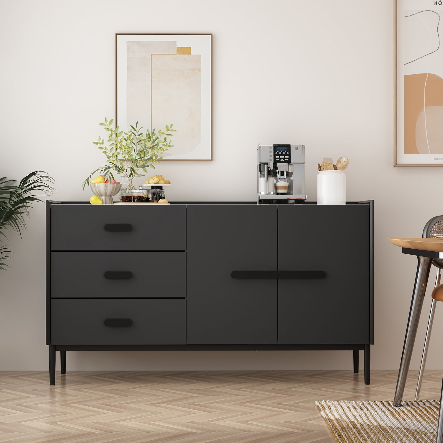 FUFU&GAGA Sideboard Serving Cabinet with 3 Drawers, Buffet Storage ...